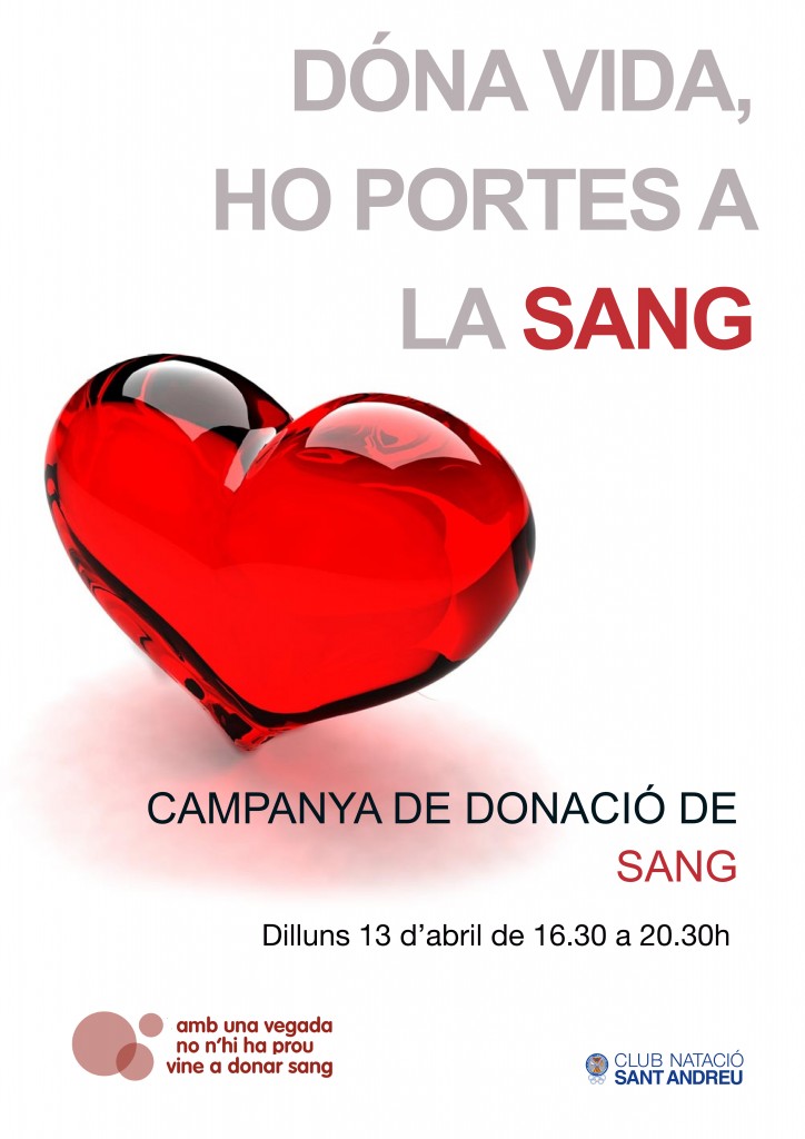 Vine a donar sang! – Club Natació Sant Andreu